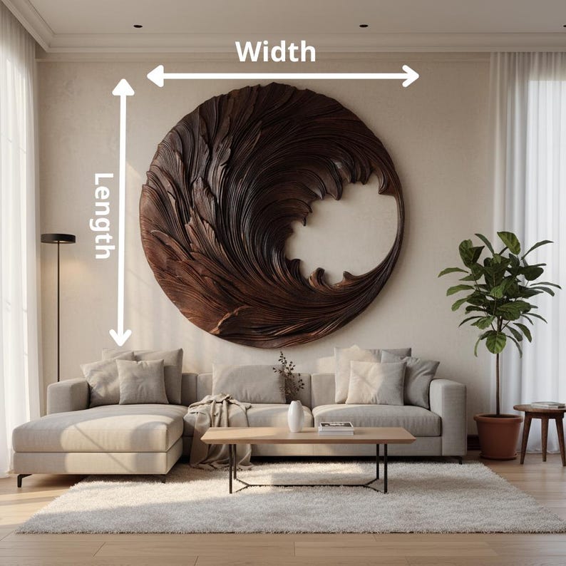 Large Wood Wave Sculpture, 3D Carved Wall Art, Modern Decor - Etsy