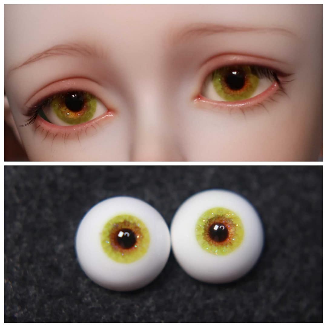 BJD Doll Eyes, Custom Resin Yellowish Green Doll Eyes for Ball Joint ...