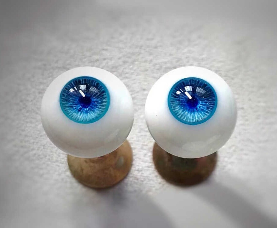 Handmade Resin BJD Doll Eyes: Realistic Dark Ocean Blue Iris (12-16mm ...