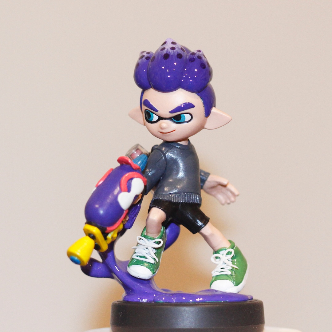 Custom Splatoon Amiibo | Purple Inkling Boy Amiibo - Etsy