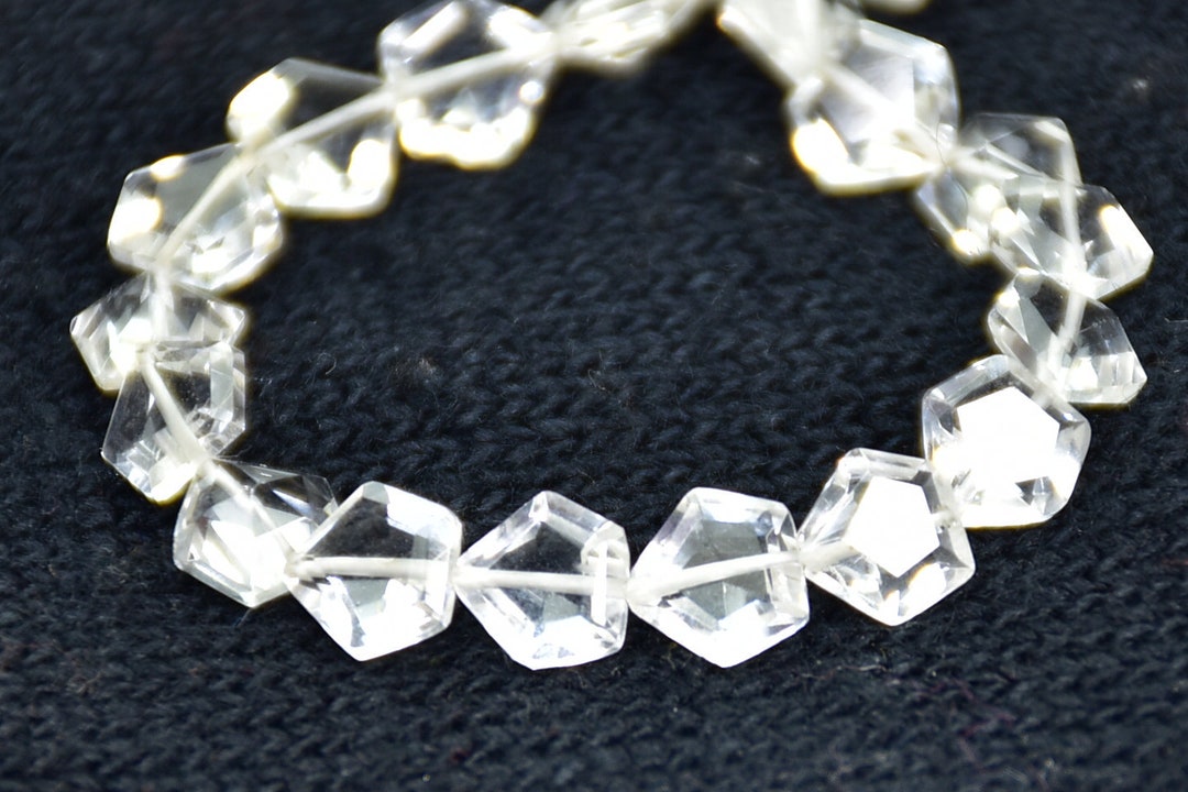 Faceted Crystal Pentagon Beads: Natural Quartz Gemstone, 7mm - Etsy