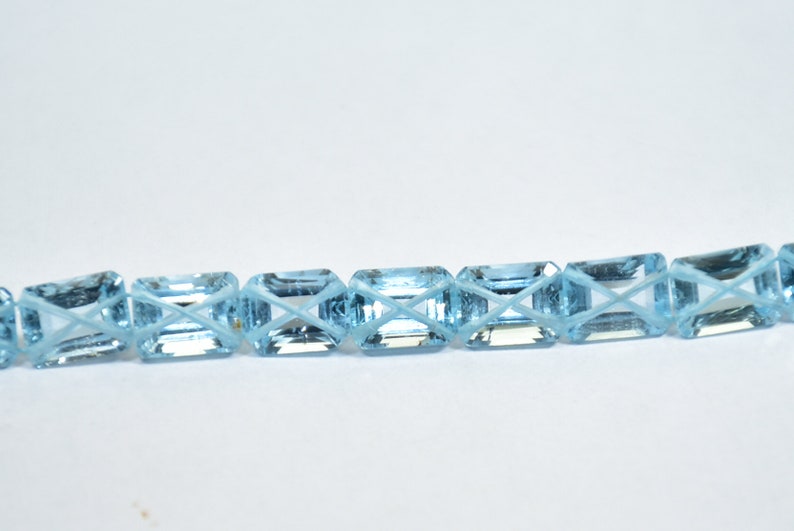 Faceted Blue Topaz Gemstone Beads: Rectangle, Double Drill, 13 Inch - Etsy