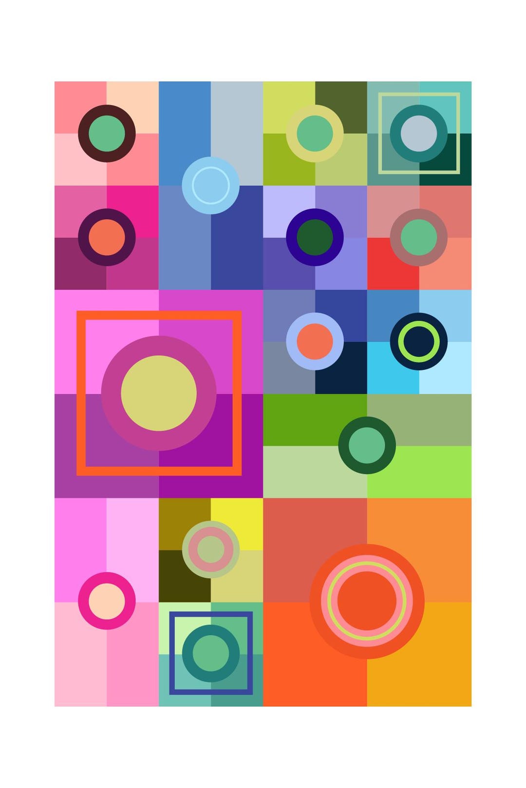 Colorful Circular Grid Modern Art Print Set Colorful Prints Trendy ...