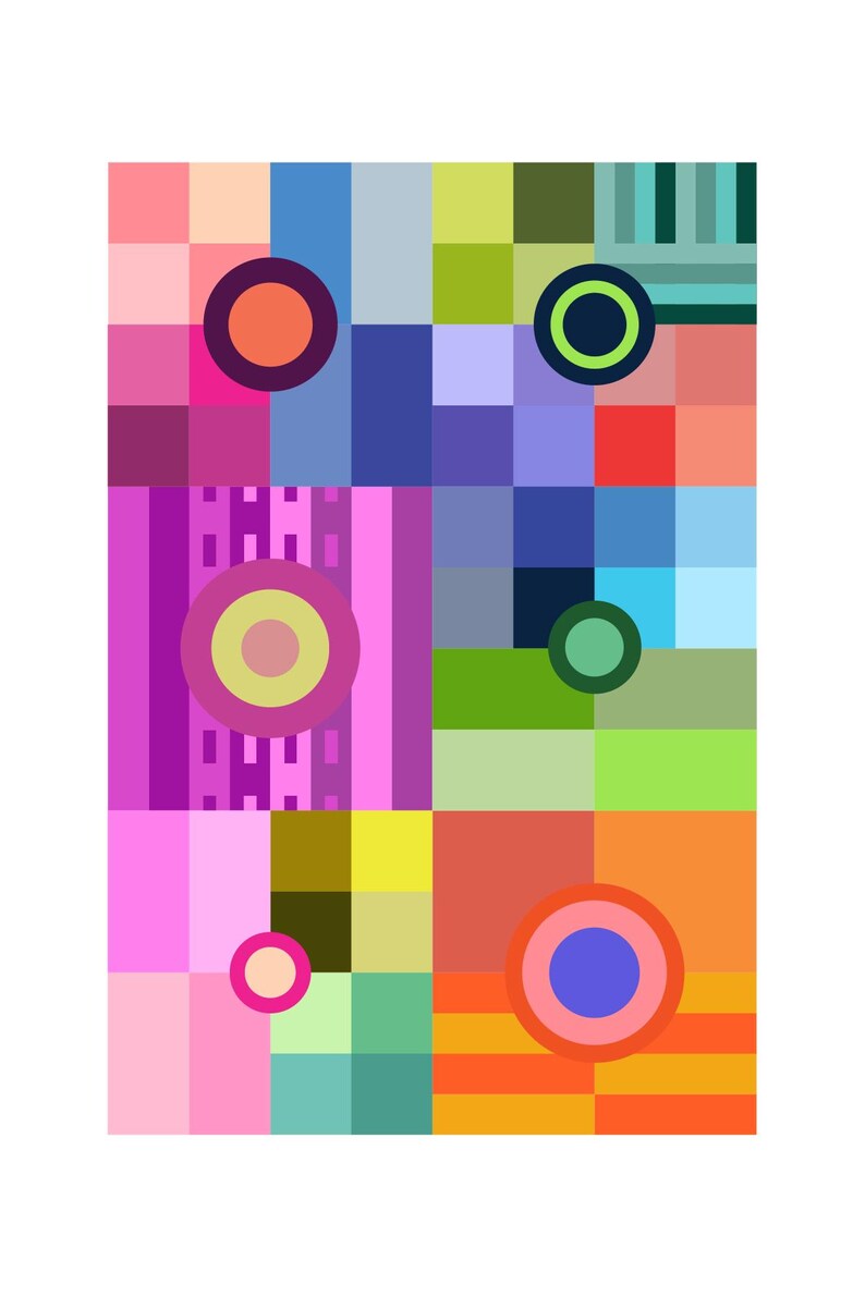 Colorful Circular Grid Modern Art Print Set Colorful Prints Trendy ...