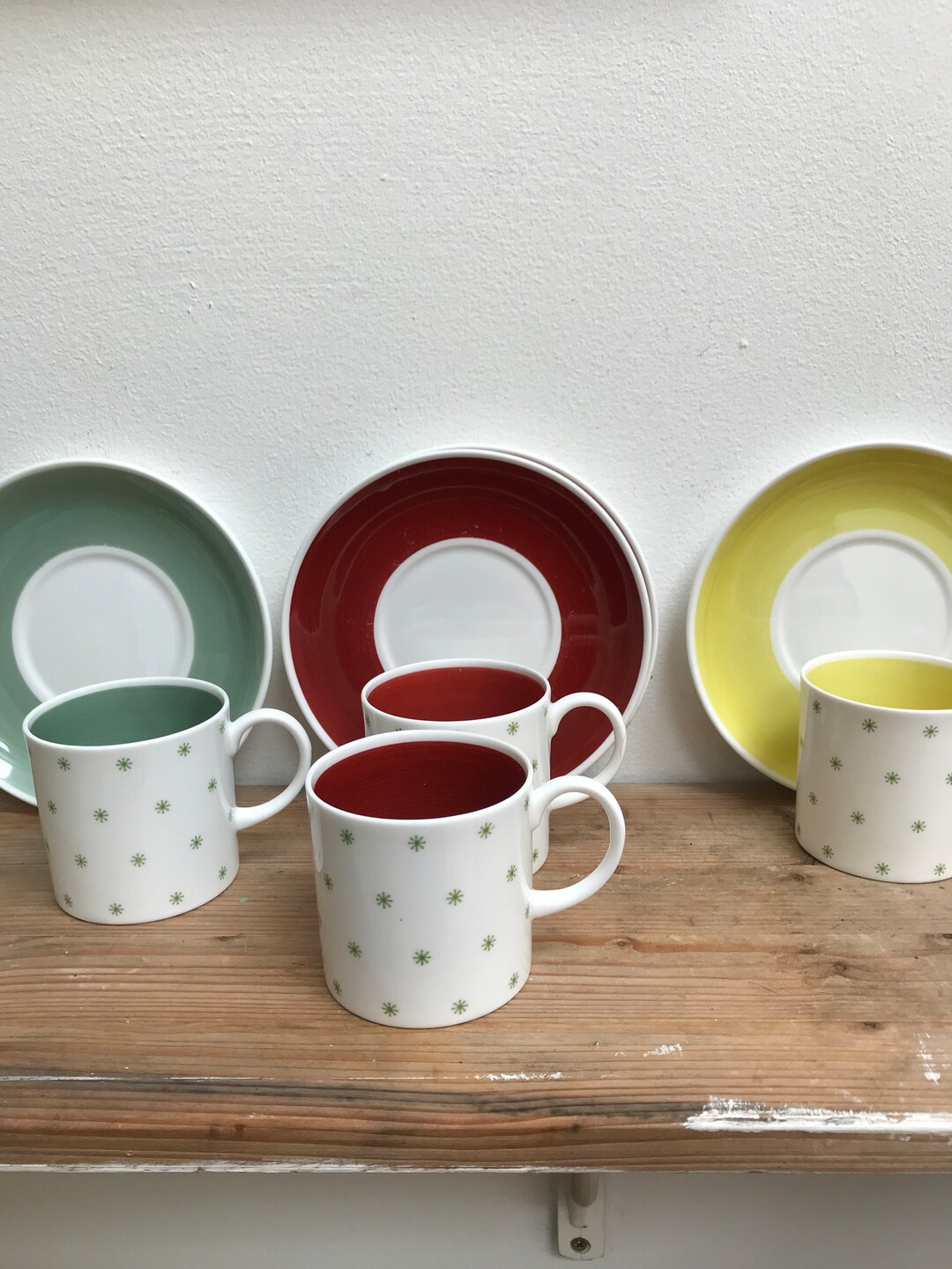 Susie Cooper Starburst Coffee Cups and Saucers, Vintage, Retro ,bone ...