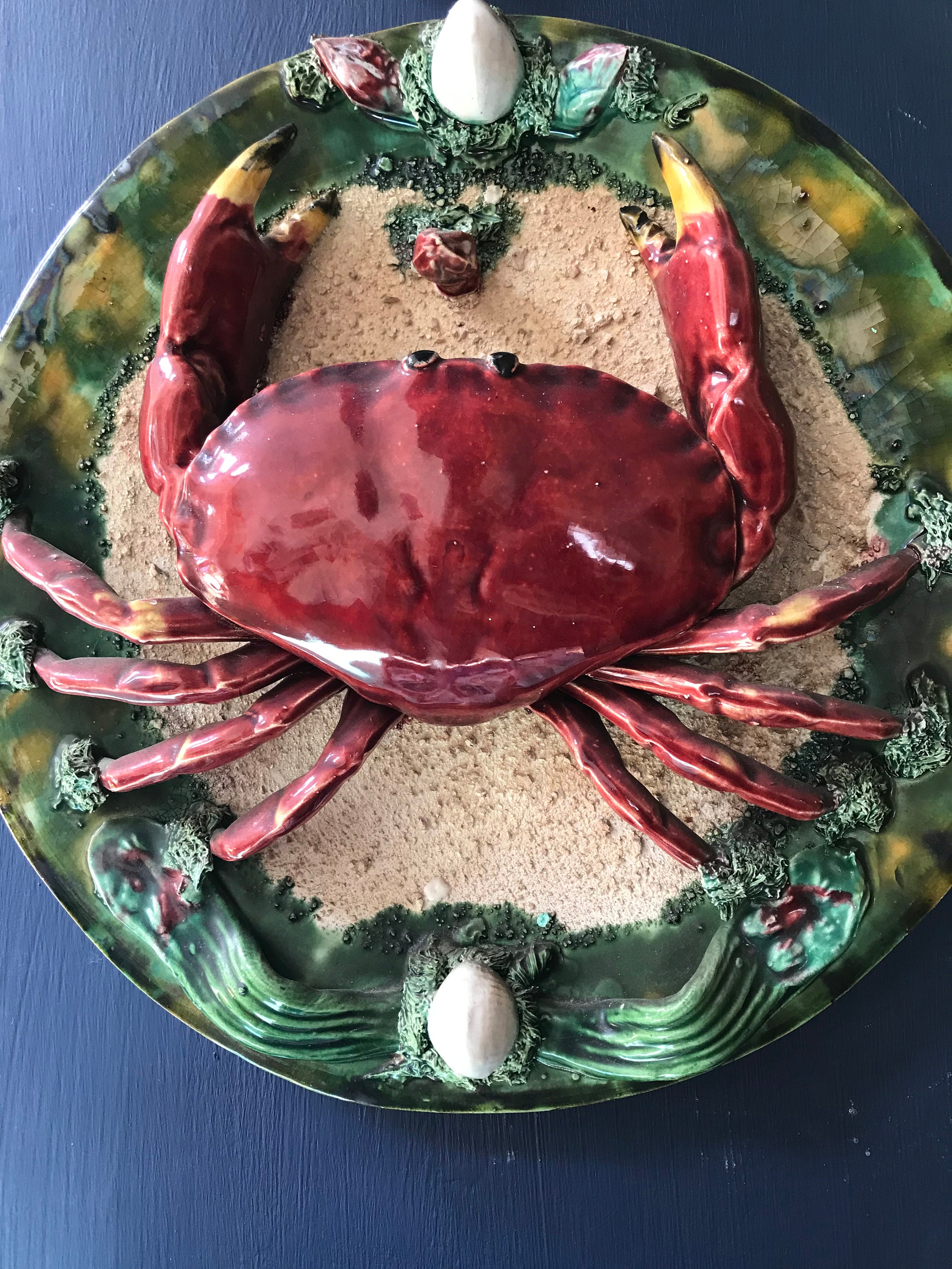 Majolica Palissy Style Crab Plate,vintage,portuguese,shellfish,wall ...