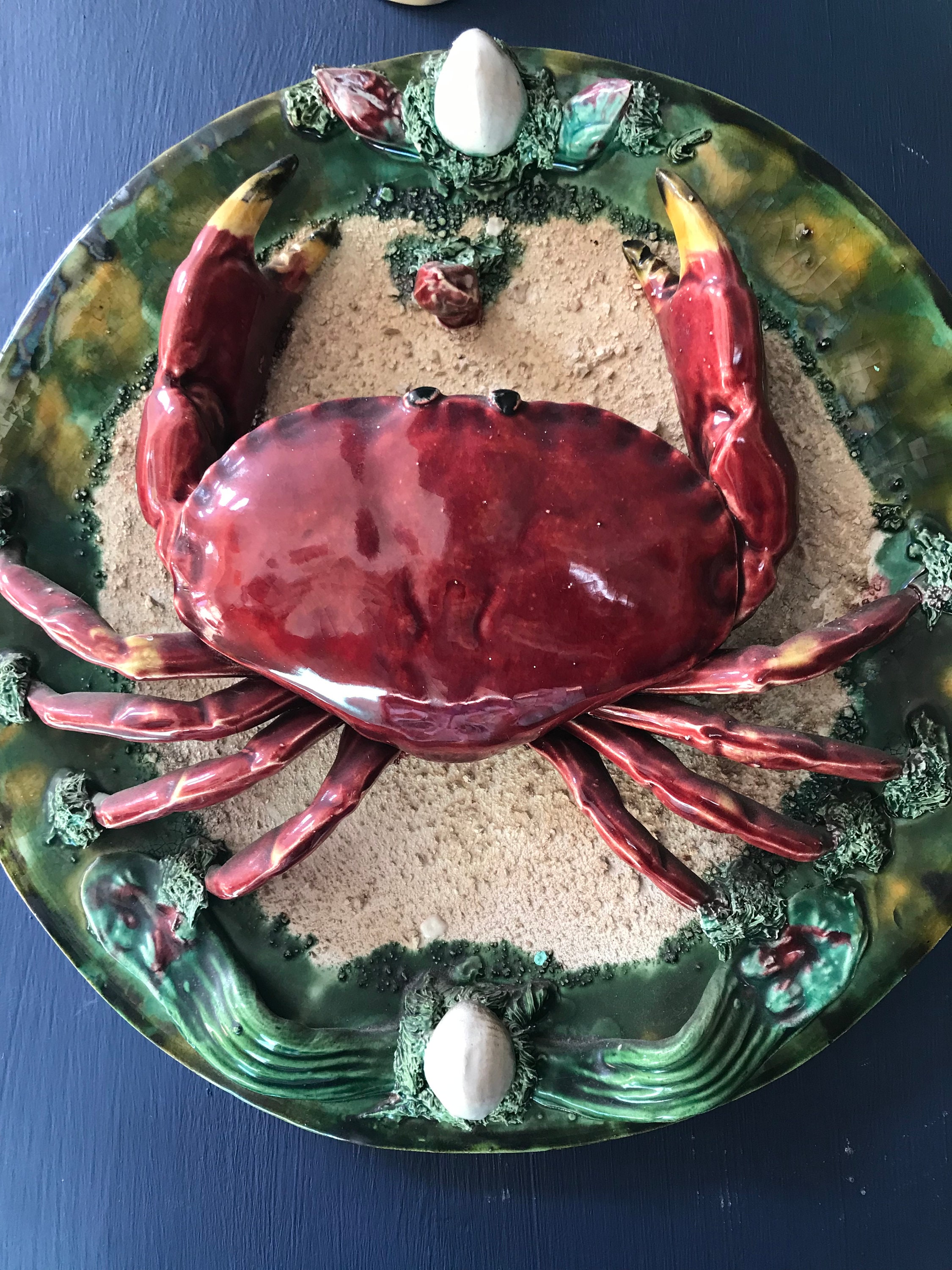 Majolica Palissy Style Crab Plate,vintage,portuguese,shellfish,wall ...