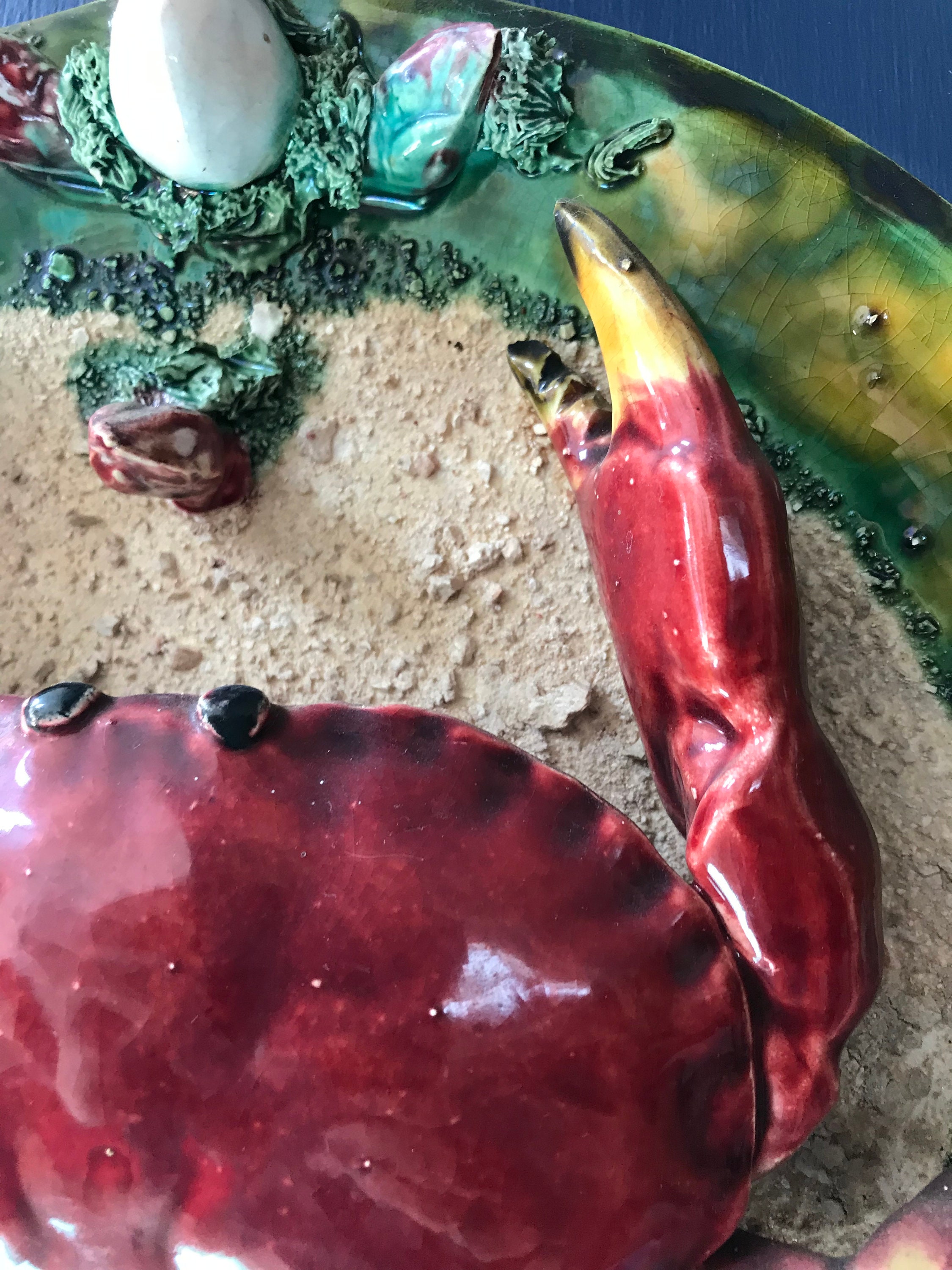 Majolica Palissy Style Crab Plate,vintage,portuguese,shellfish,wall ...