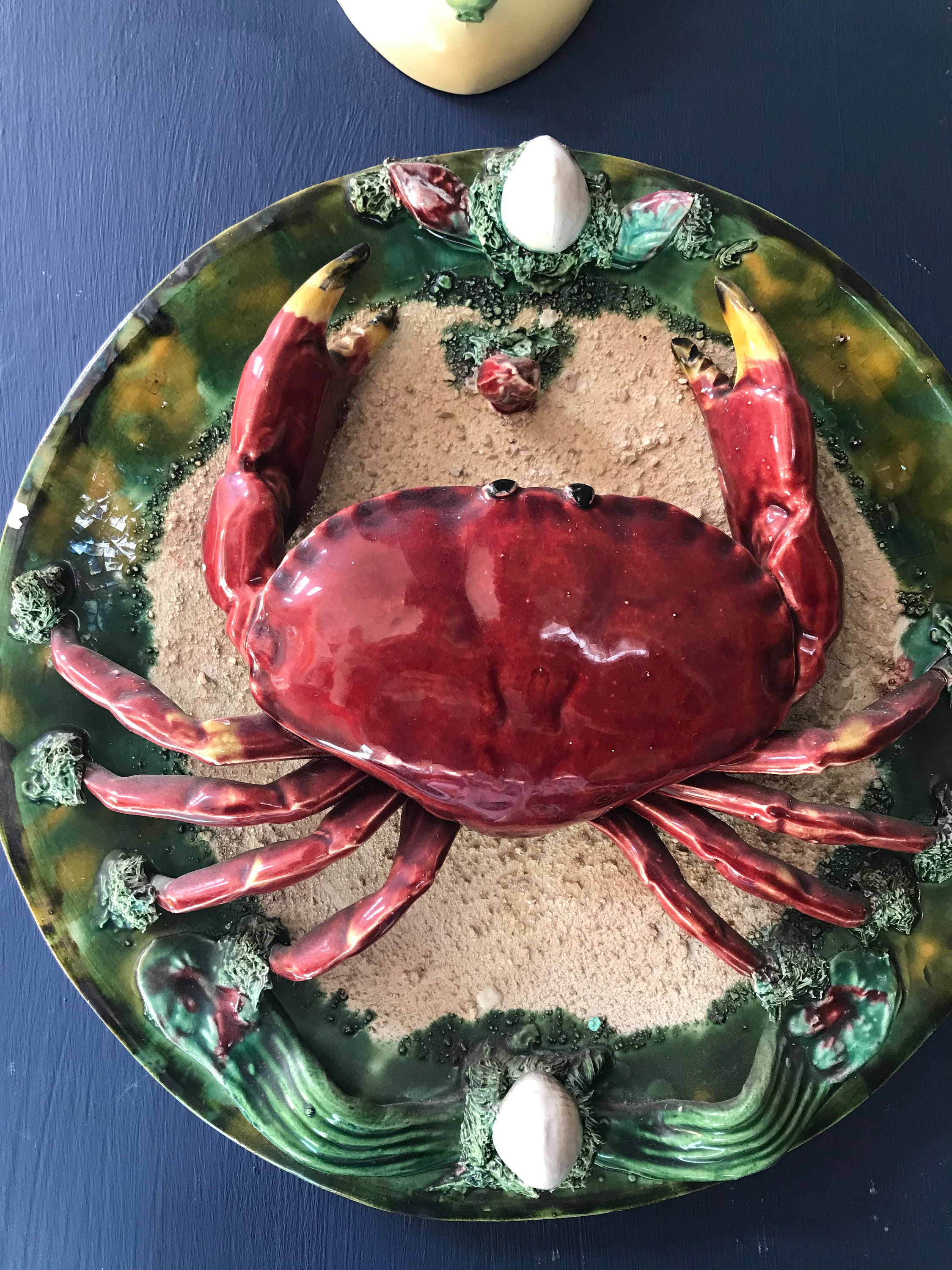 Majolica Palissy Style Crab Plate,vintage,portuguese,shellfish,wall ...