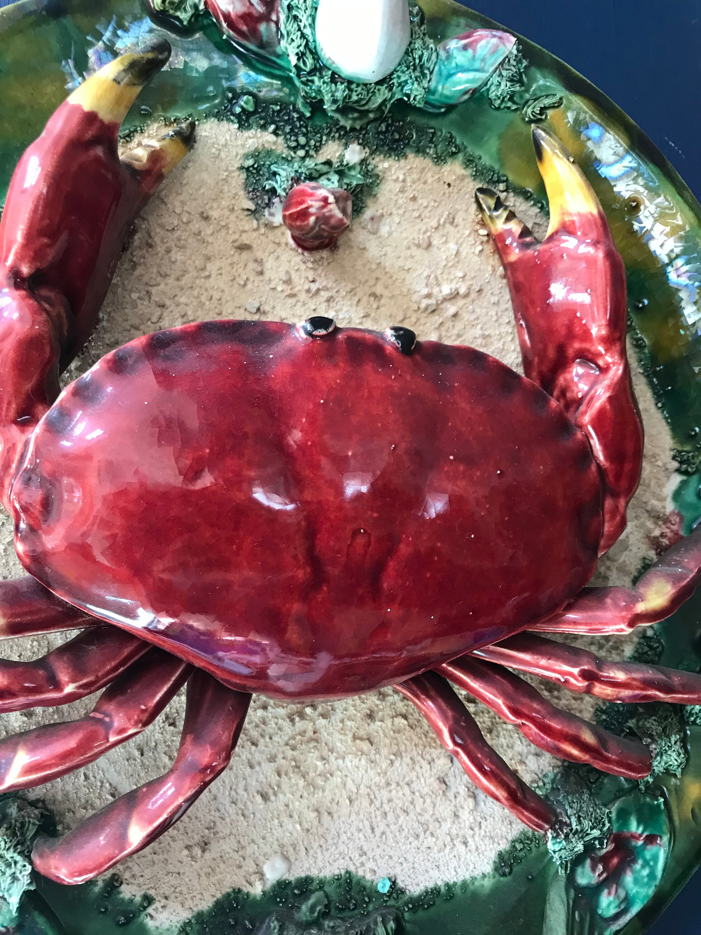 Majolica Palissy Style Crab Plate,vintage,portuguese,shellfish,wall ...