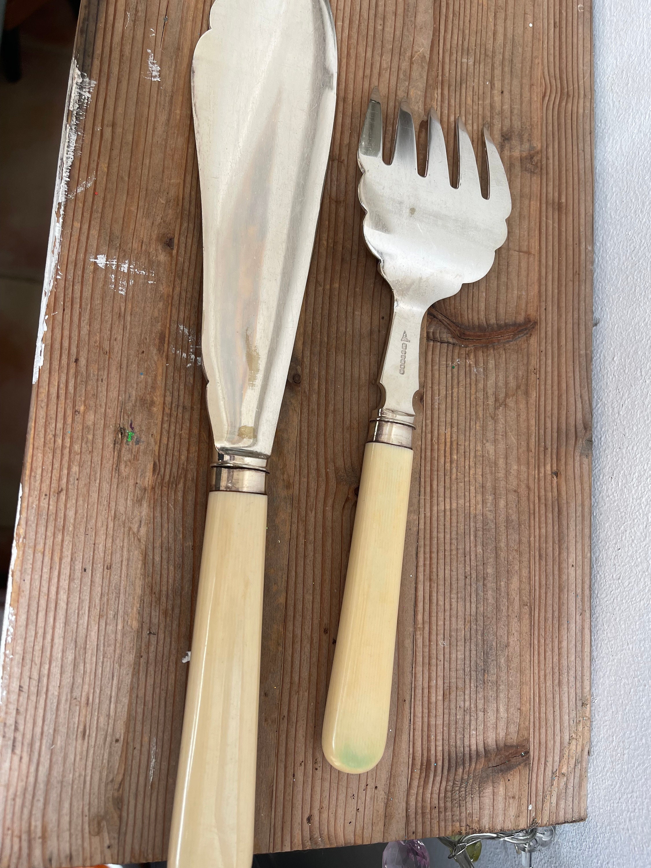 Stirling Silver Collar Fish Knife and Fork, Walker &hall, Vintage, Pre ...