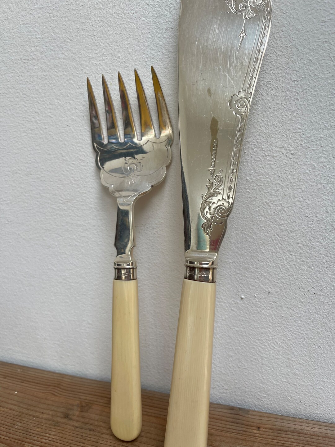 Stirling Silver Collar Fish Knife and Fork, Walker &hall, Vintage, Pre ...