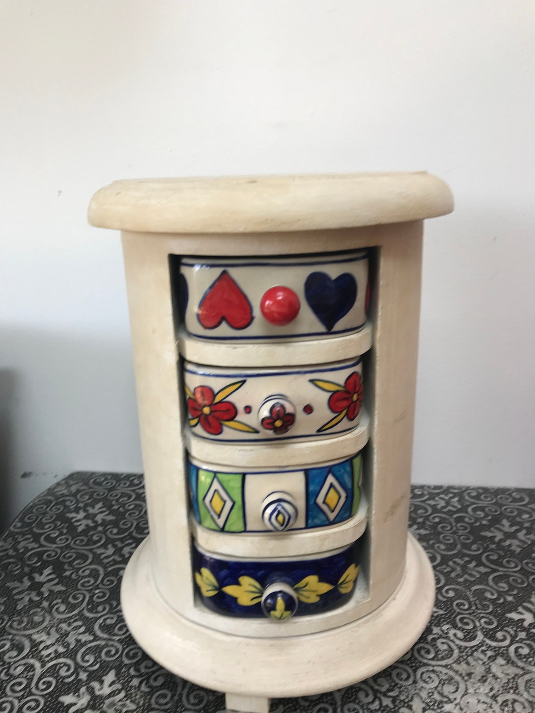 Indian Storage Drawers Ceramic Wood Swivel Eight Drawers - Etsy