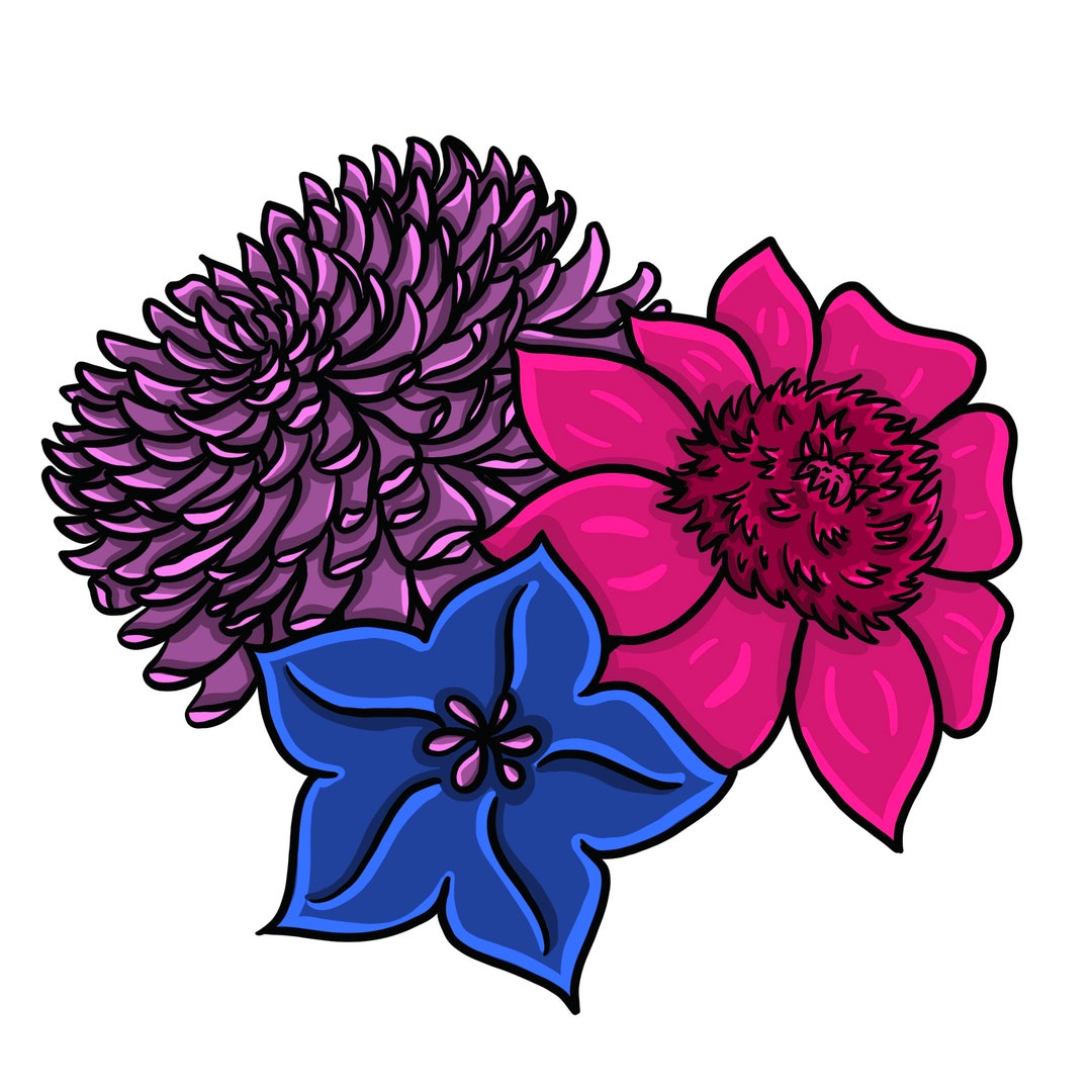 Bi Pride Bouquet Sticker | 3" Die-cut Vinyl Sticker | Gay Pride | Pride ...