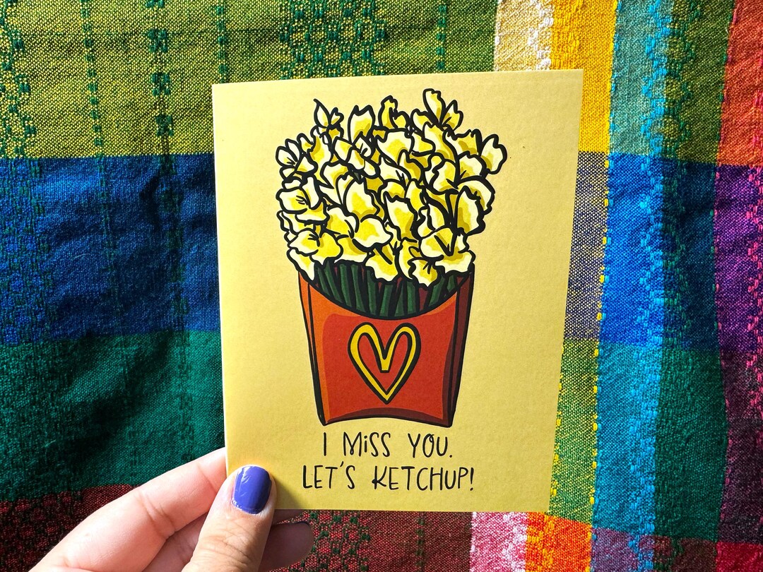 Let's Ketchup | French Fries Flower Greeting Card | Blank Inside | A2 ...