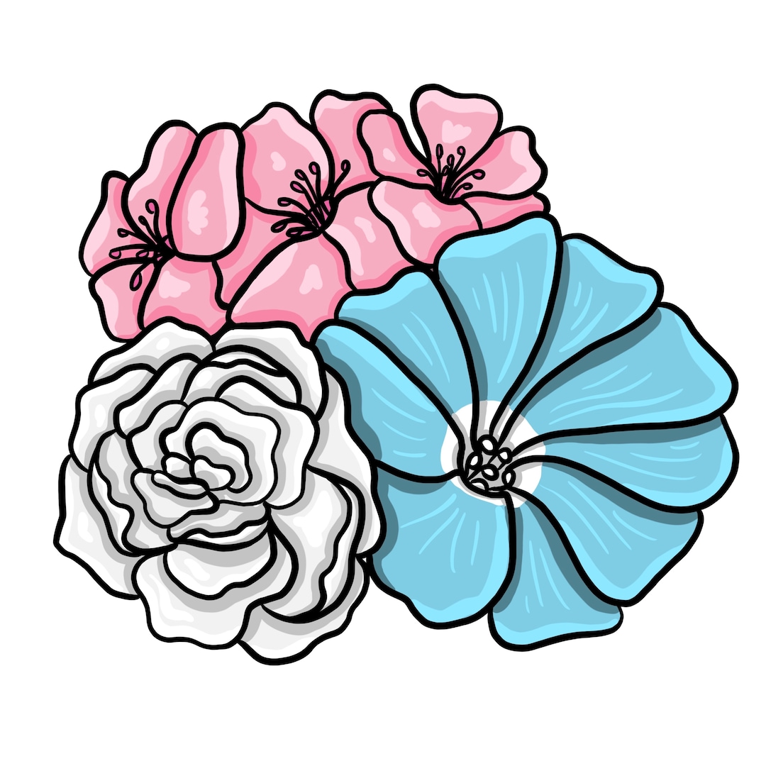 Trans Pride Bouquet Sticker | 3" Die-cut Vinyl Sticker | Trans Pride ...