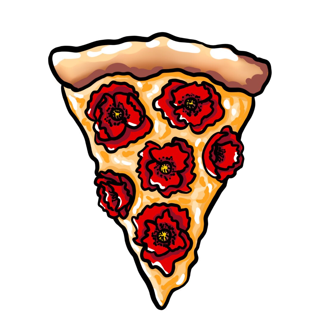 Poppy Pizza High-quality Art Print Funny Food and Flowers Pepperoni ...