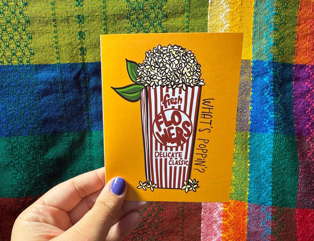What's Poppin'? | Hydrangea Popcorn Greeting Card | Blank Inside | A2 ...