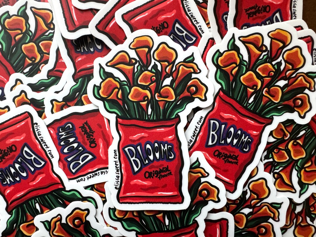 Bloom Chips Sticker | 3" Die-cut Vinyl Sticker | Funny Food and Flowers ...