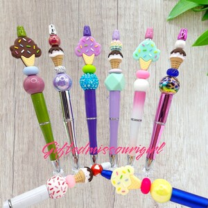 LAST CHANCE Ice Cream Cone Ink Pen // Beaded Pen // Many Options // Pen ...