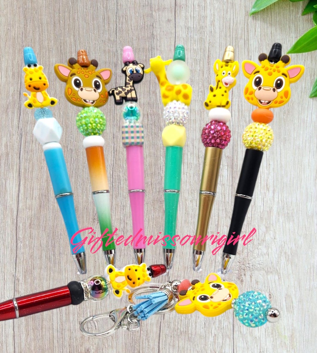 Giraffe Ink Pen // Beaded Pen // Many Options // Pen Gift Set // Key ...