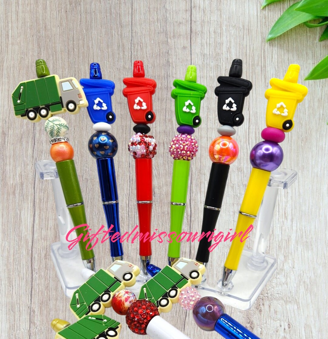 Garbage Truck // Garbage Can // Recycle Can // Beaded Pen // Pen Gift ...
