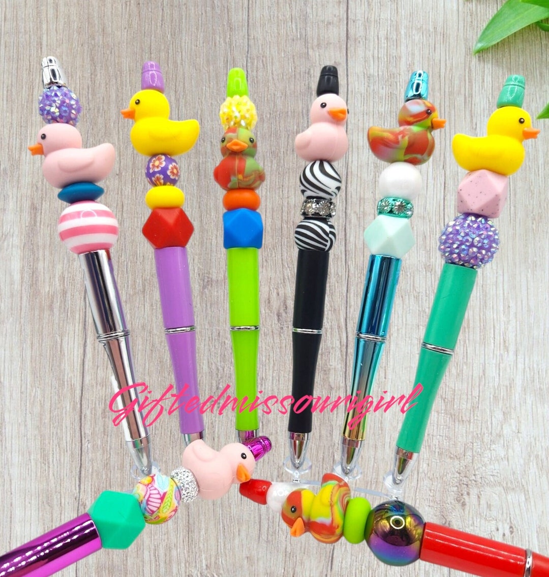 Duck Pen // 3D // Rubber Ducky // Beaded Ink Pen // Pen Gift Set // Key ...