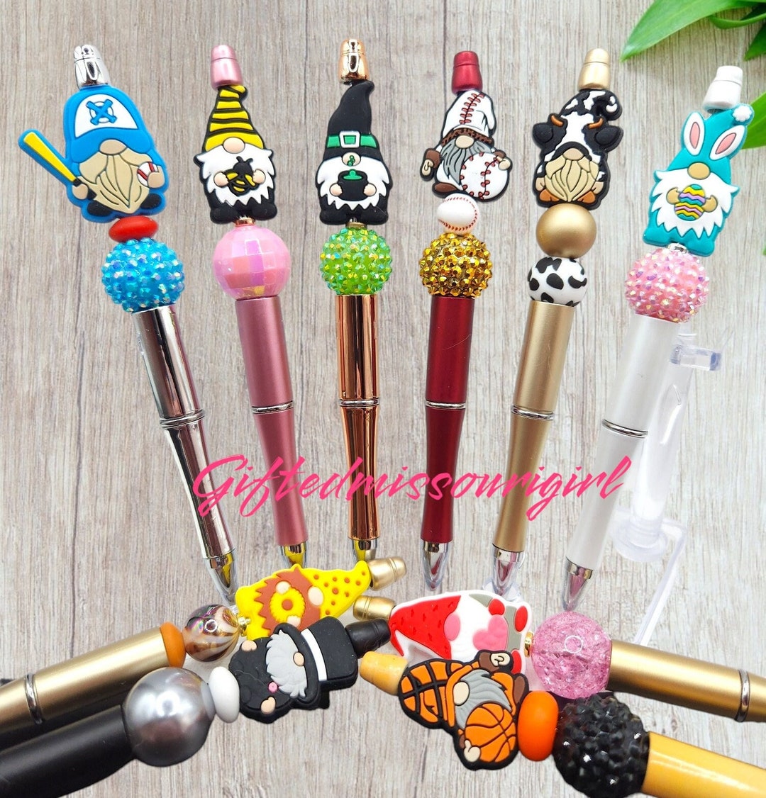 Gnome Pen // Holiday Gnome // Sport Gnome // Beaded Pen // Many Options // Pen Gift Set // Key ...