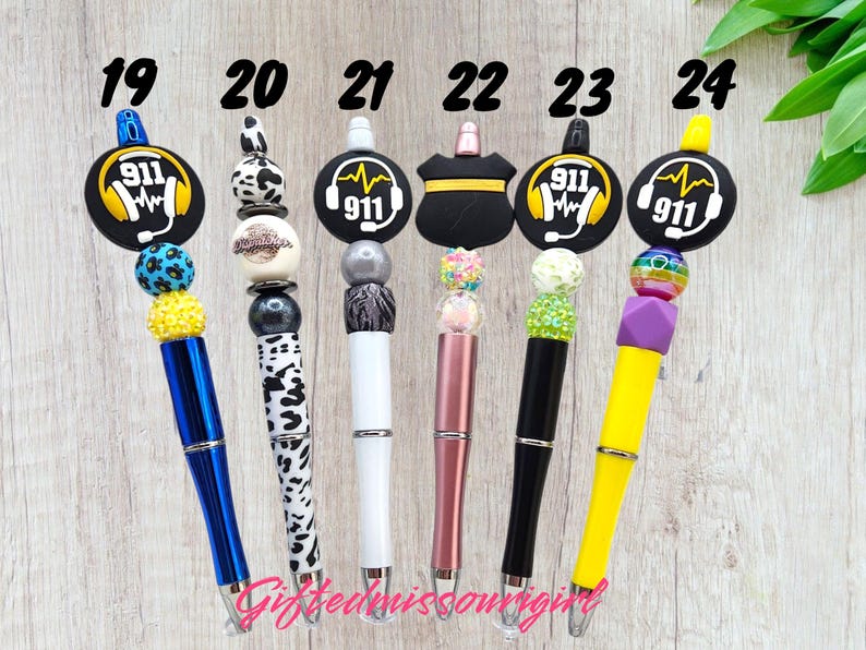 Dispatch Beaded Ink Pen // 911 // Police // Thin Gold Line // Fire ...