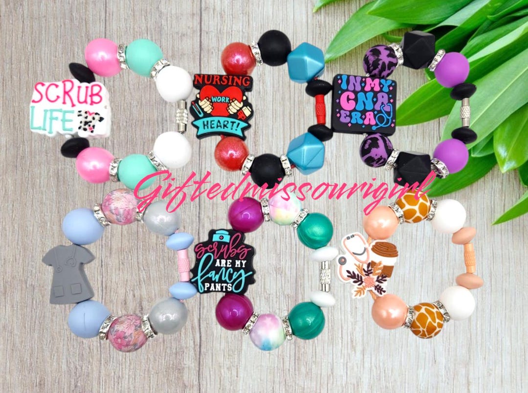 Nurse Themed Cup Charm // Scrub Life // Beaded / Cup Handle Charm ...