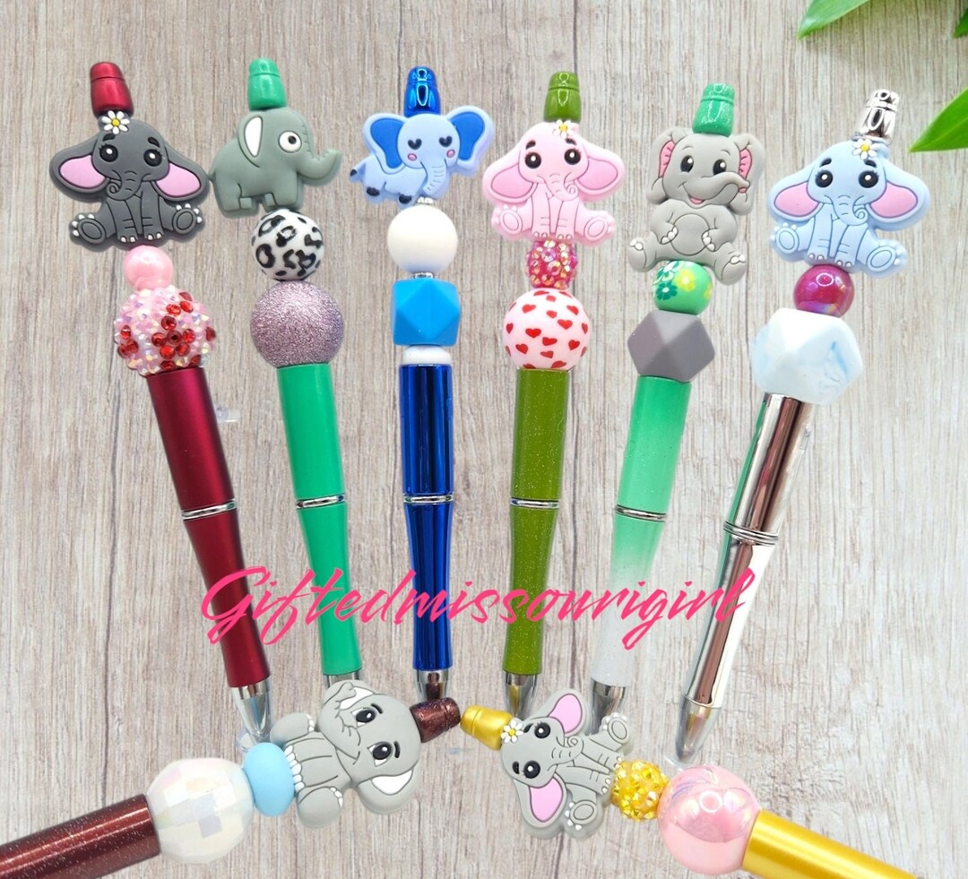 Elephant // Beaded Pen // Many Options // Pen Gift Set // Key Chain ...