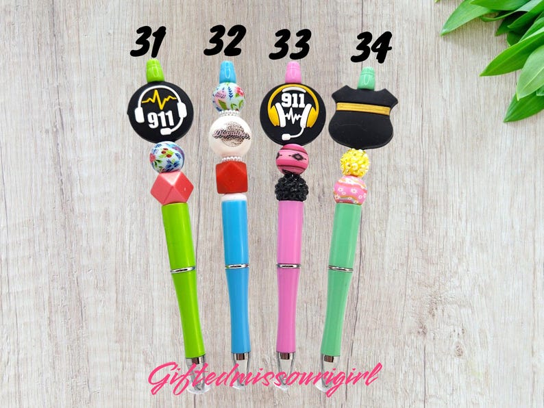 Dispatch Beaded Ink Pen // 911 // Police // Thin Gold Line // Fire ...