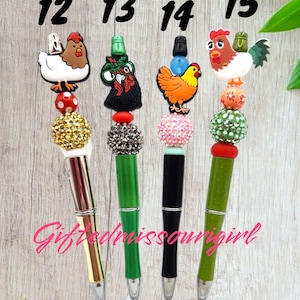 Chicken Pen // Rooster // Chick // Beaded Pen // Many Options // Pen ...