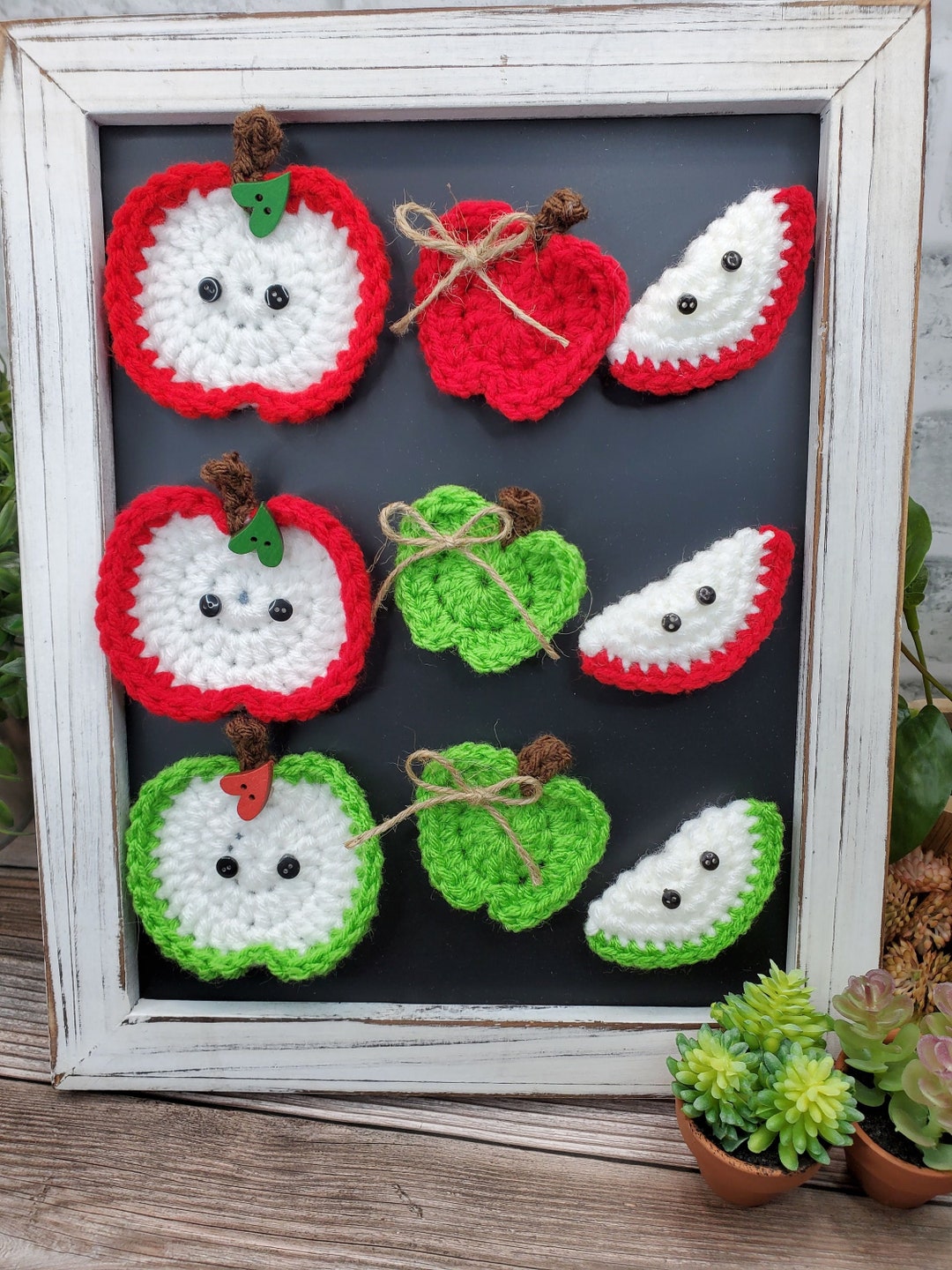 LAST CHANCE Apple Magnets // Set of 3 // Crochet // Red // Green ...