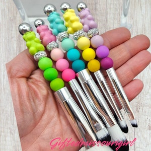 Pastel Gummy Bear Makeup Brush Set // 5 Piece // Beaded Makeup Brushes ...