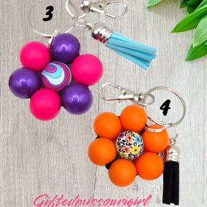 LAST CHANCE Silicone Flower Beaded Key Chain // Many Color Options ...