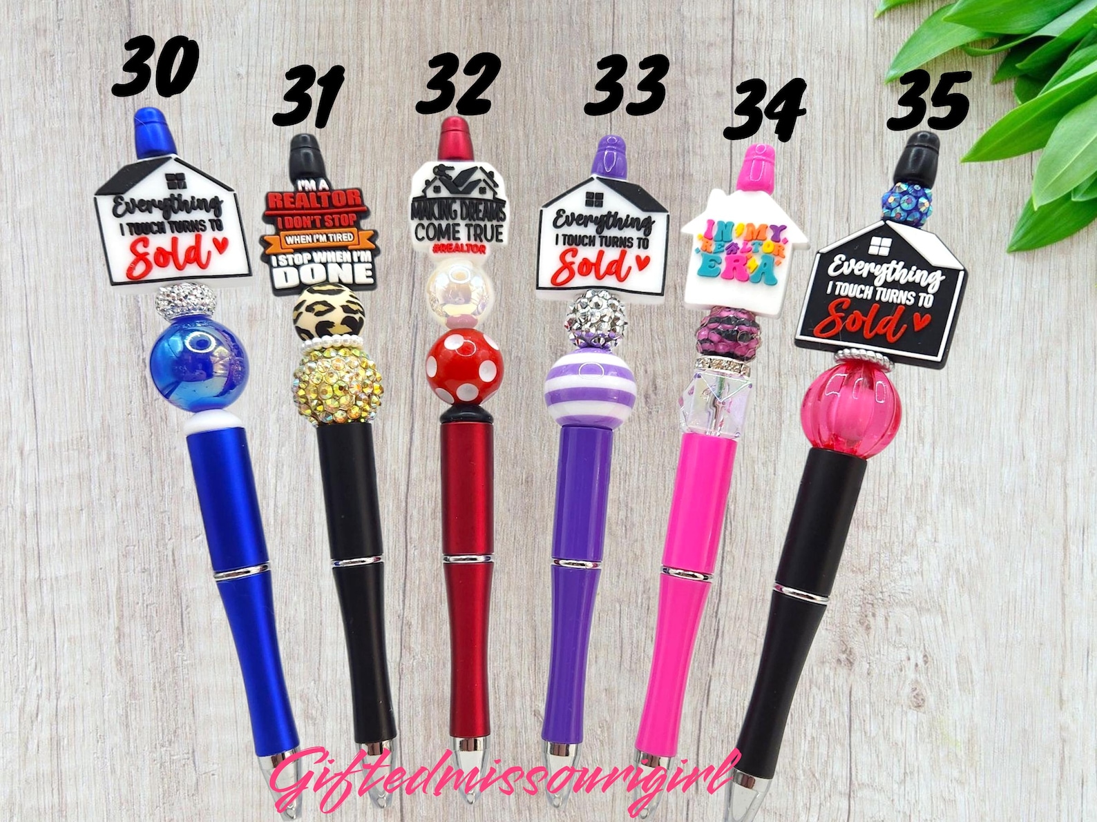 Real Estate Ink Pen // Realtor Pen // Home Pen // Beaded Pen // Ready ...