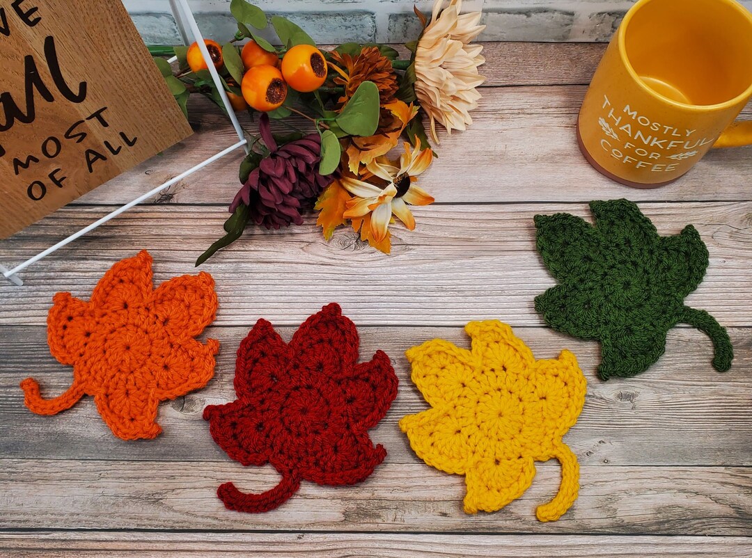 Maple Leaf Coasters // Set of 4 // Color Options // Red // - Etsy