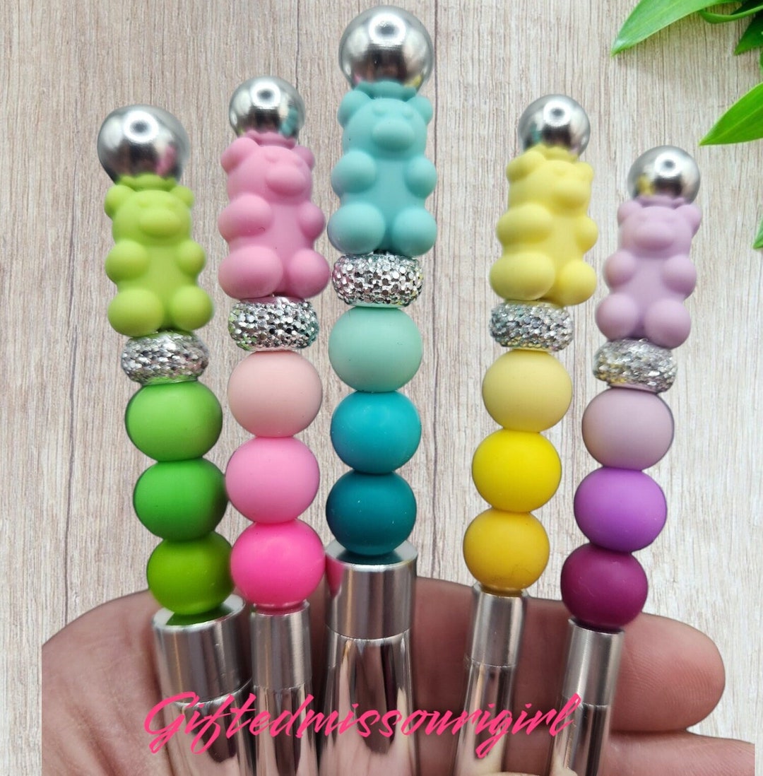 Pastel Gummy Bear Makeup Brush Set // 5 Piece // Beaded Makeup Brushes ...