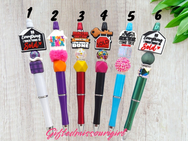 Real Estate Ink Pen // Realtor Pen // Home Pen // Beaded Pen // Ready ...