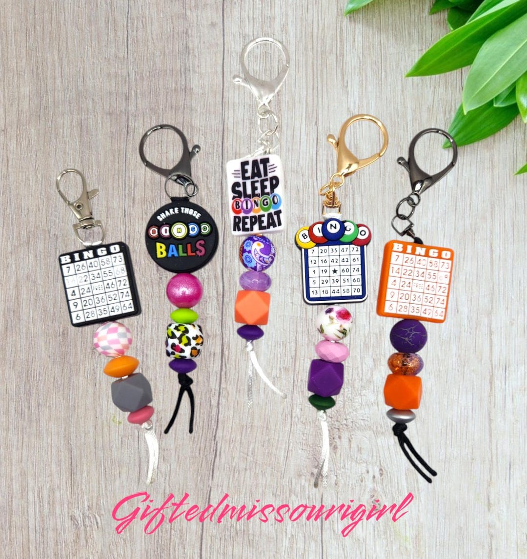 Bingo Game Themed Beaded Keychain // Bingo Card // Good Balls // Many ...