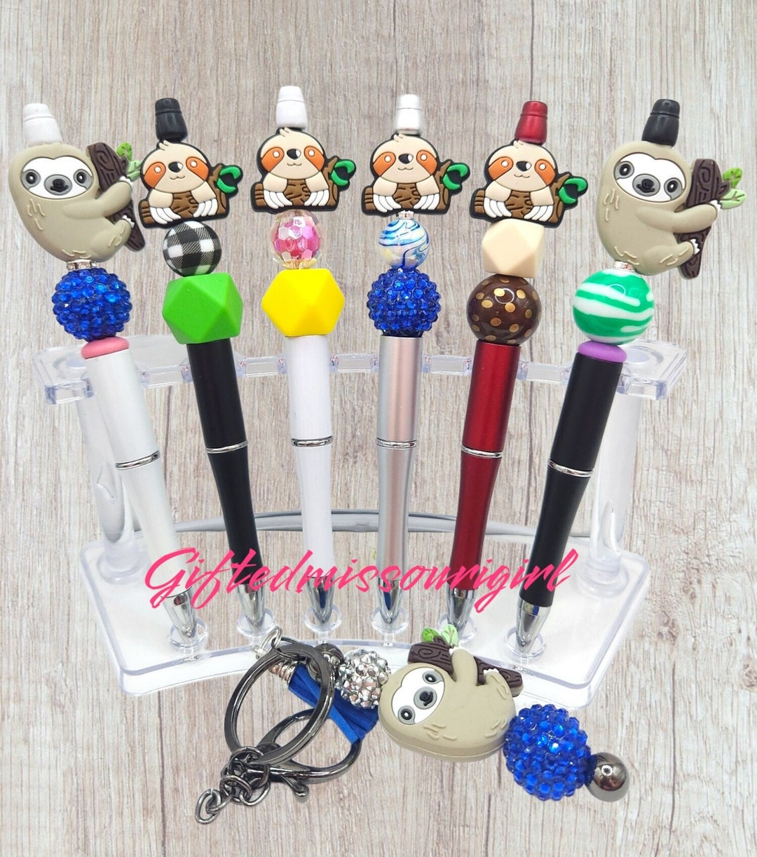 Sloth // Beaded Pen // Many Options // Pen Gift Set // Key Chain ...