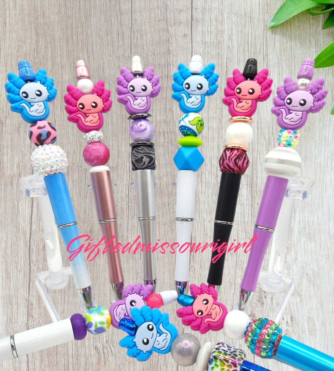 Axolotl // Beaded Ink Pen // Many Options // Pen Gift Set // Key Chain ...