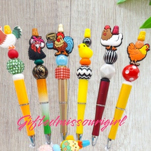 Chicken Pen // Rooster // Chick // Beaded Pen // Many Options // Pen ...
