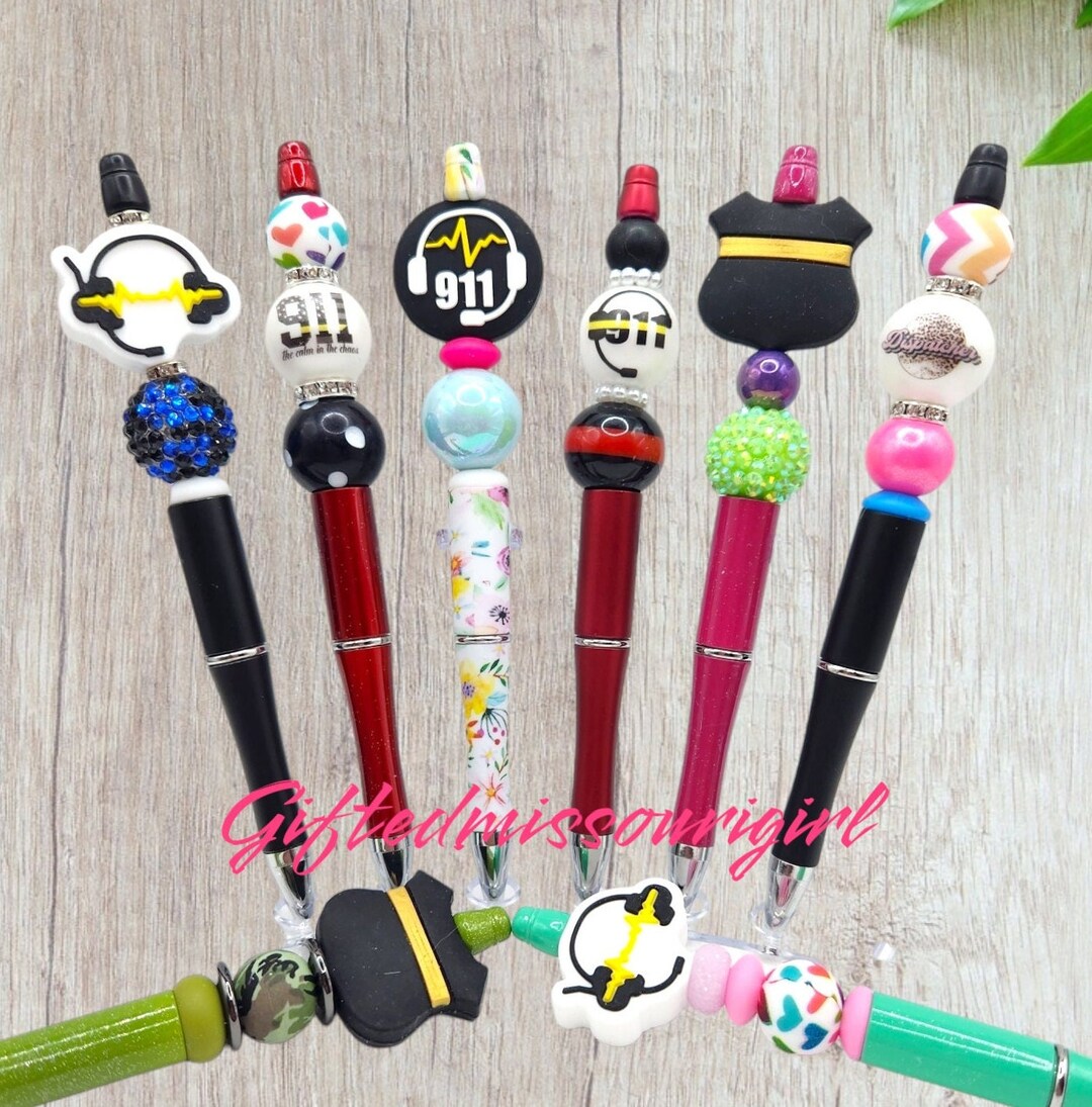 Dispatch Beaded Ink Pen // 911 // Police // Thin Gold Line // Fire ...