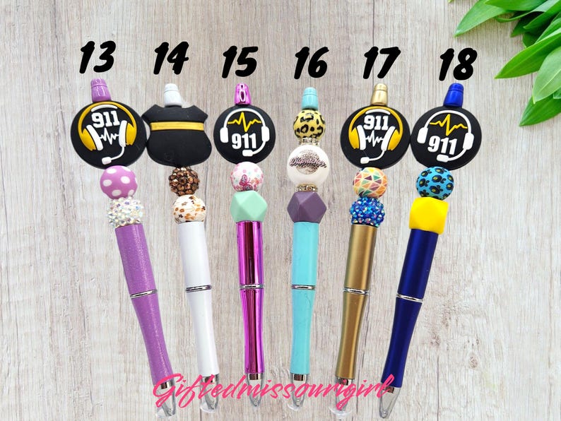 Dispatch Beaded Ink Pen // 911 // Police // Thin Gold Line // Fire ...