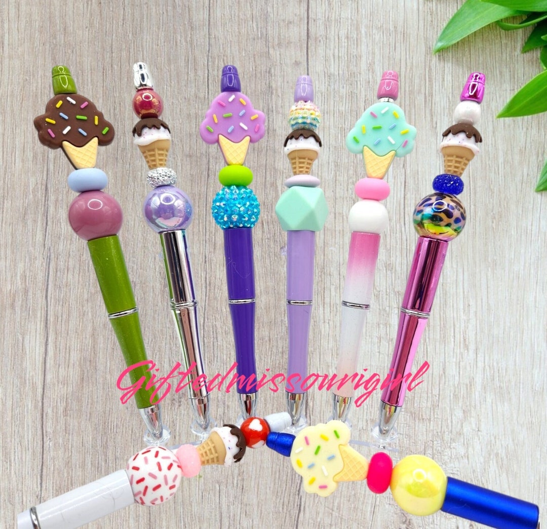 LAST CHANCE Ice Cream Cone Ink Pen // Beaded Pen // Many Options // Pen ...