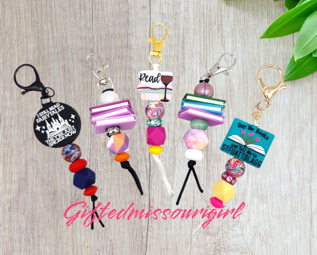 CLOSE OUT Book Themed Beaded Keychain // Many Options // Ready to Ship ...