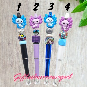 Axolotl // Beaded Ink Pen // Many Options // Pen Gift Set // Key Chain ...