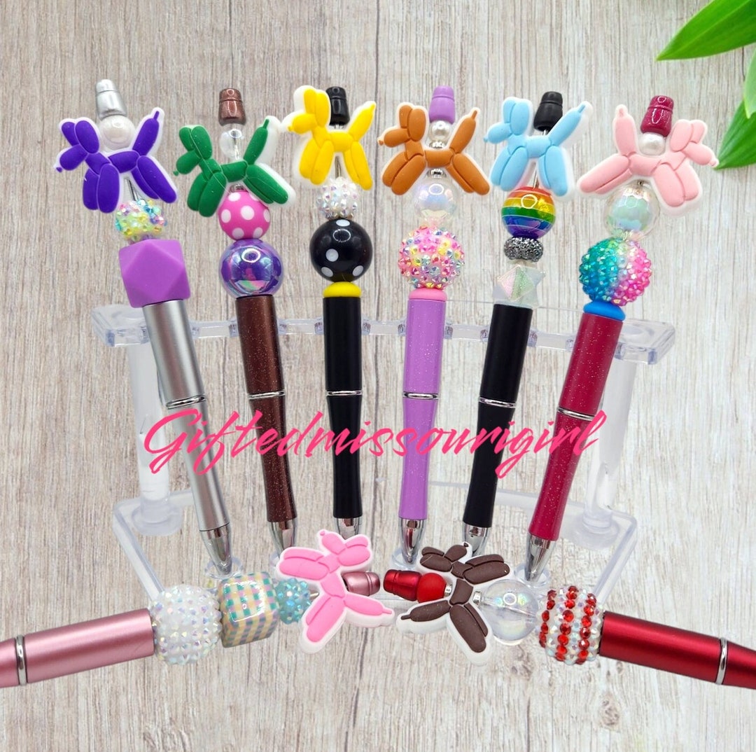Balloon Animal Dog Ink Pen // Beaded Pen // Many Options // Pen Gift ...